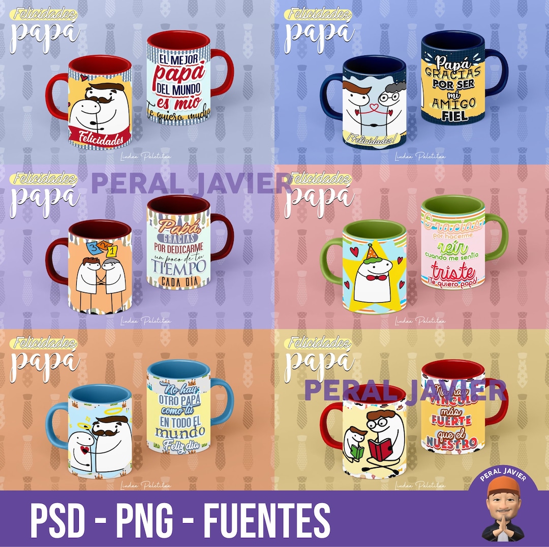 12 Flork Father's Day Designs, Ideal for Sublimation of 11oz Papa Mugs ...