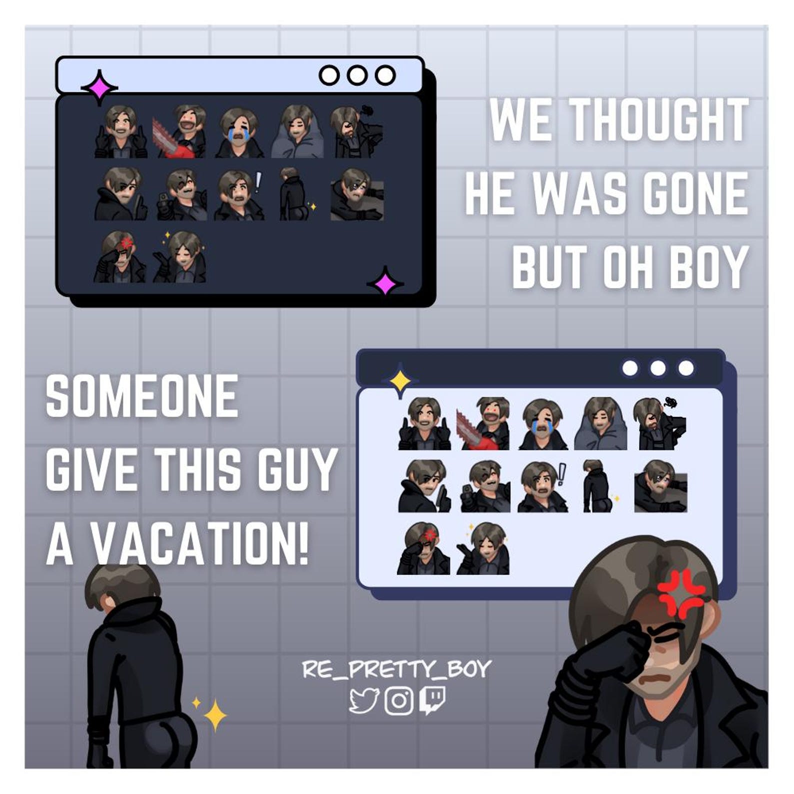 Old Man Leon RE9 12PC Emotes - Etsy