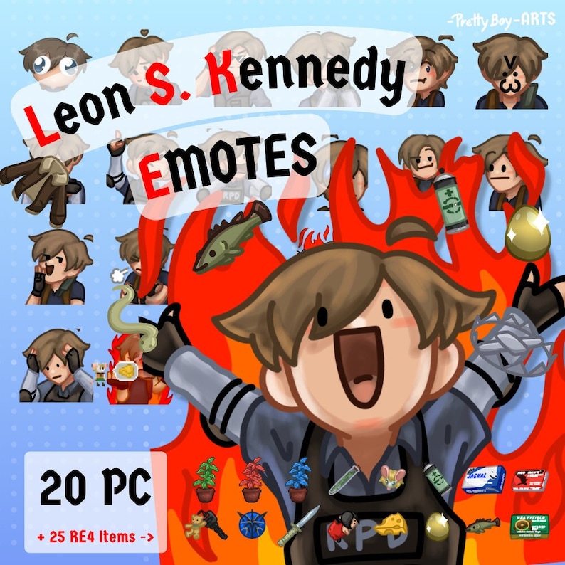Leon Emotes [20PC + 25 Items] - Etsy