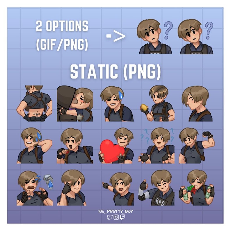 Leon Emotes [16 PACK] - Etsy