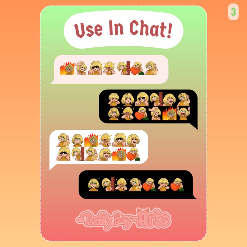Ashley Emotes [12 PACK] - Etsy