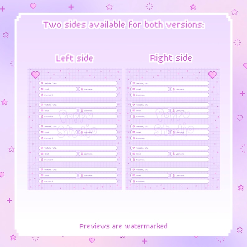 Purple Pixel Password Tracker Printable Set - Etsy