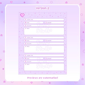 Purple Pixel Password Tracker Printable Set - Etsy