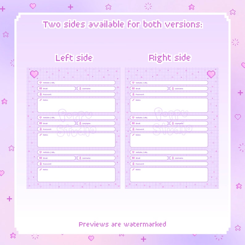 Purple Pixel Password Tracker Printable Set - Etsy