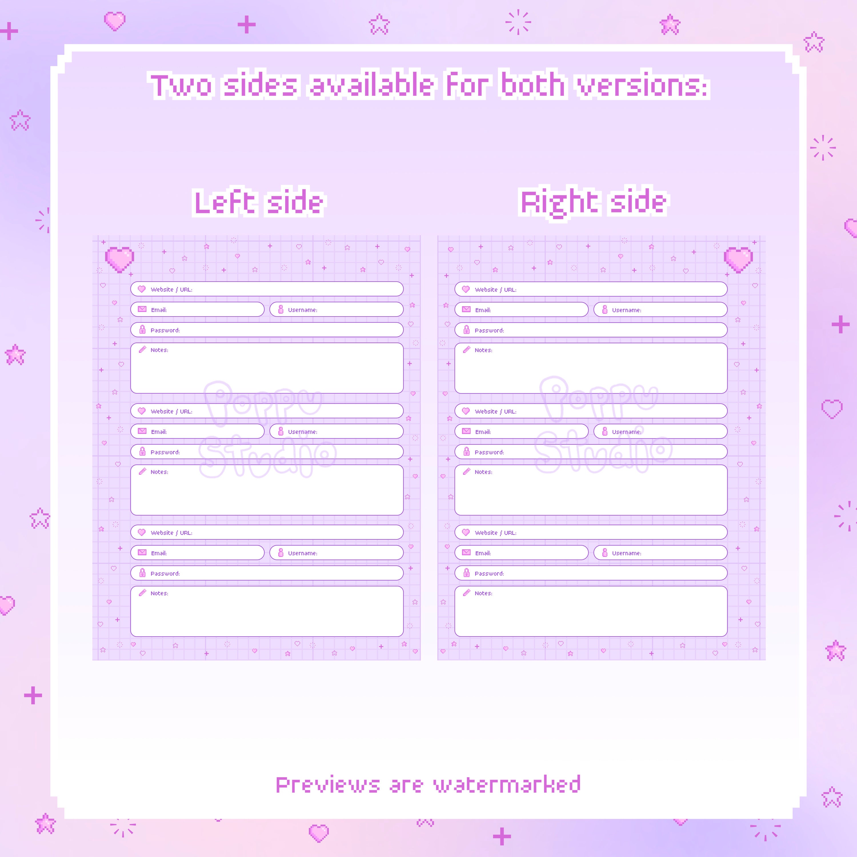 Purple Pixel Password Tracker Printable Set - Etsy