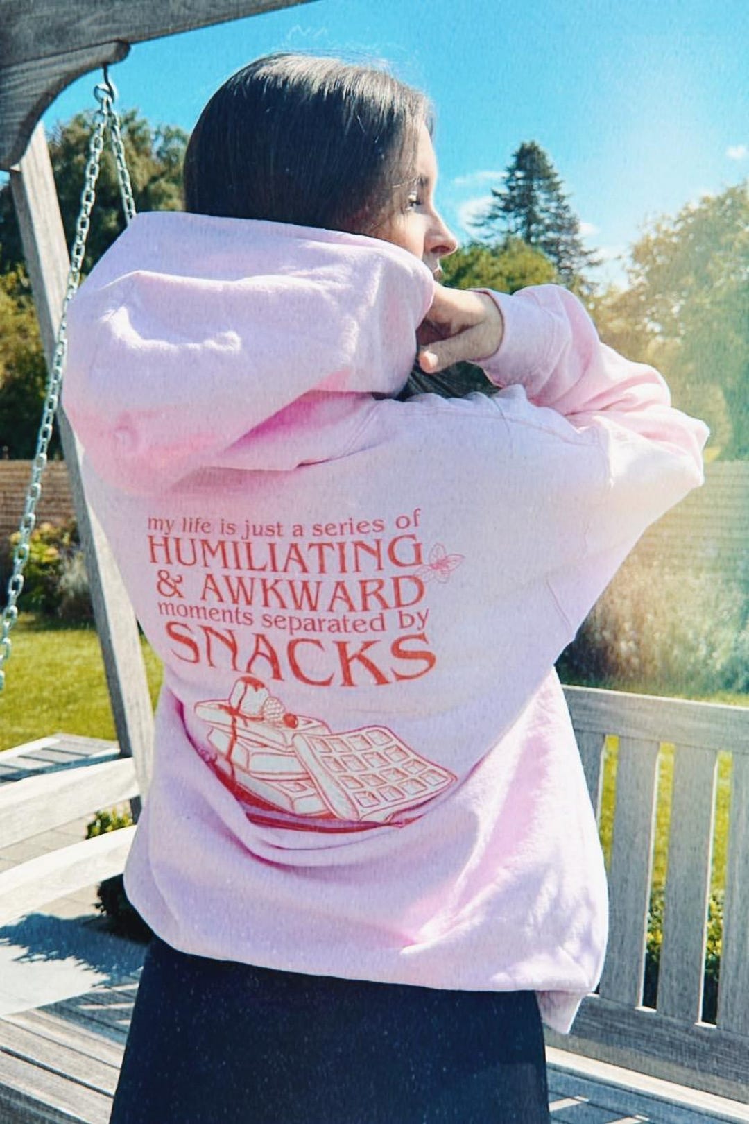 90s Vibe Hoodie | Humiliating & Awkward Snack Moments | Retro Pink ...