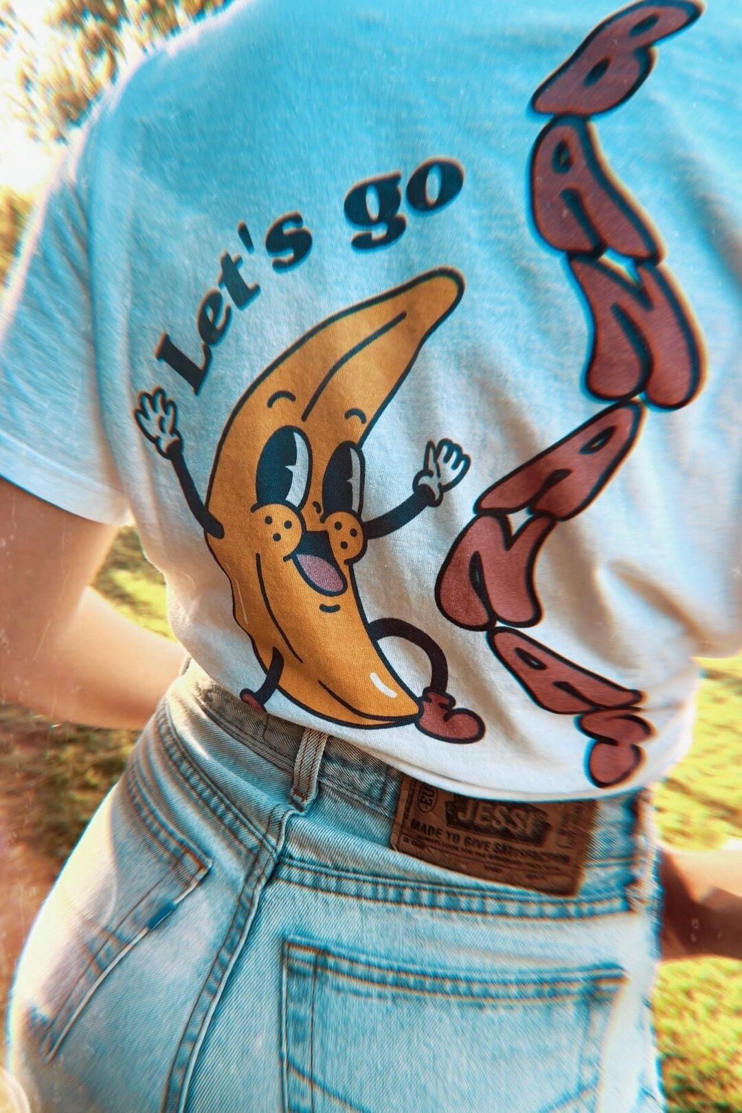 White T-shirt With Retro Banana Design | Funny “let’s Go Bananas ...