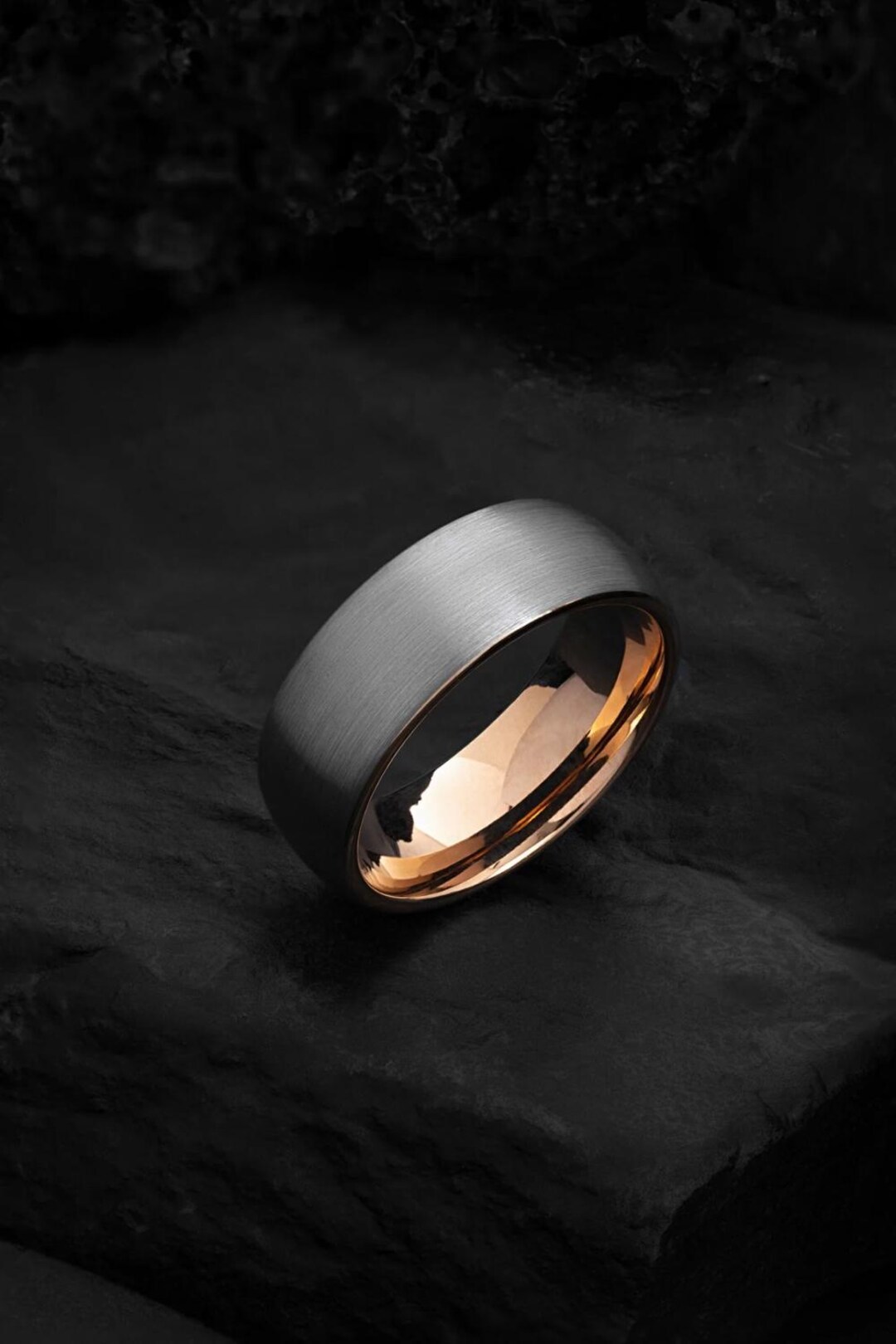 The Erebus: Grey Tungsten With Gold, Custom Wedding Band, Custom Ring ...