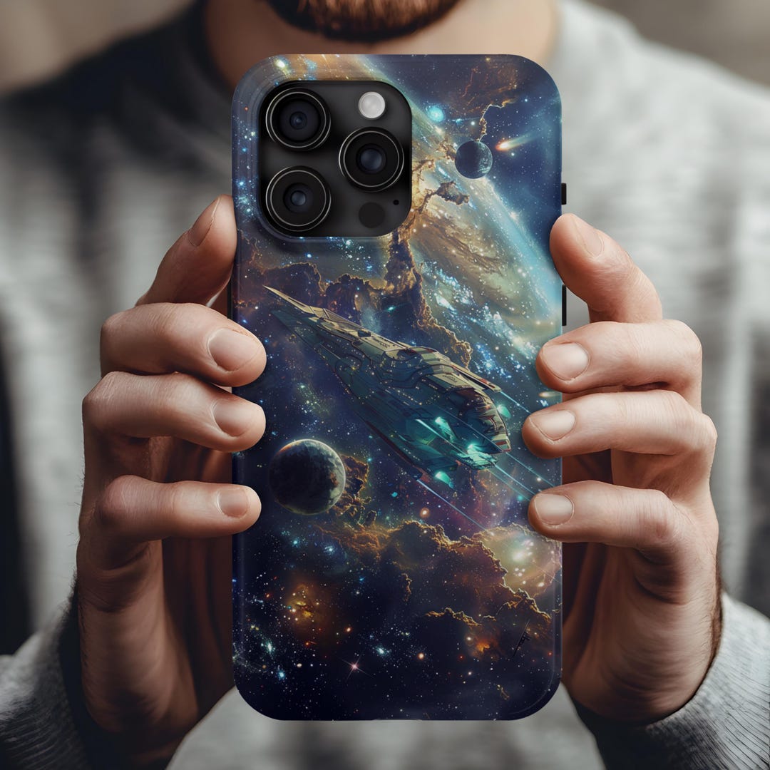 Cosmic Spaceship Galaxy Explorer iPhone Case Space Art for iPhone 17 16 ...