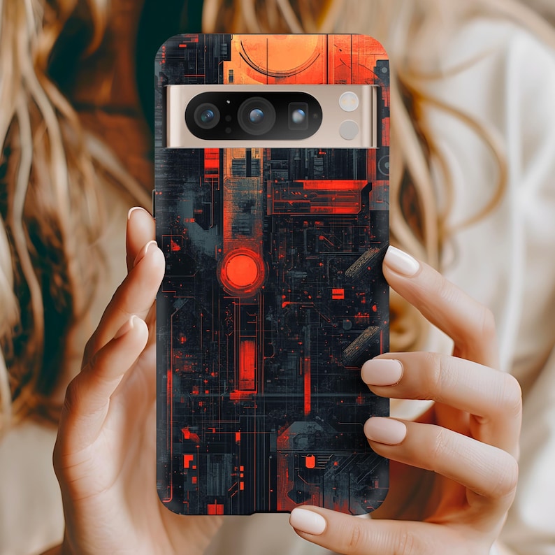 Cyberpunk Red Pixel Case Futuristic Neon Tech Design for Google Pixel 9 ...