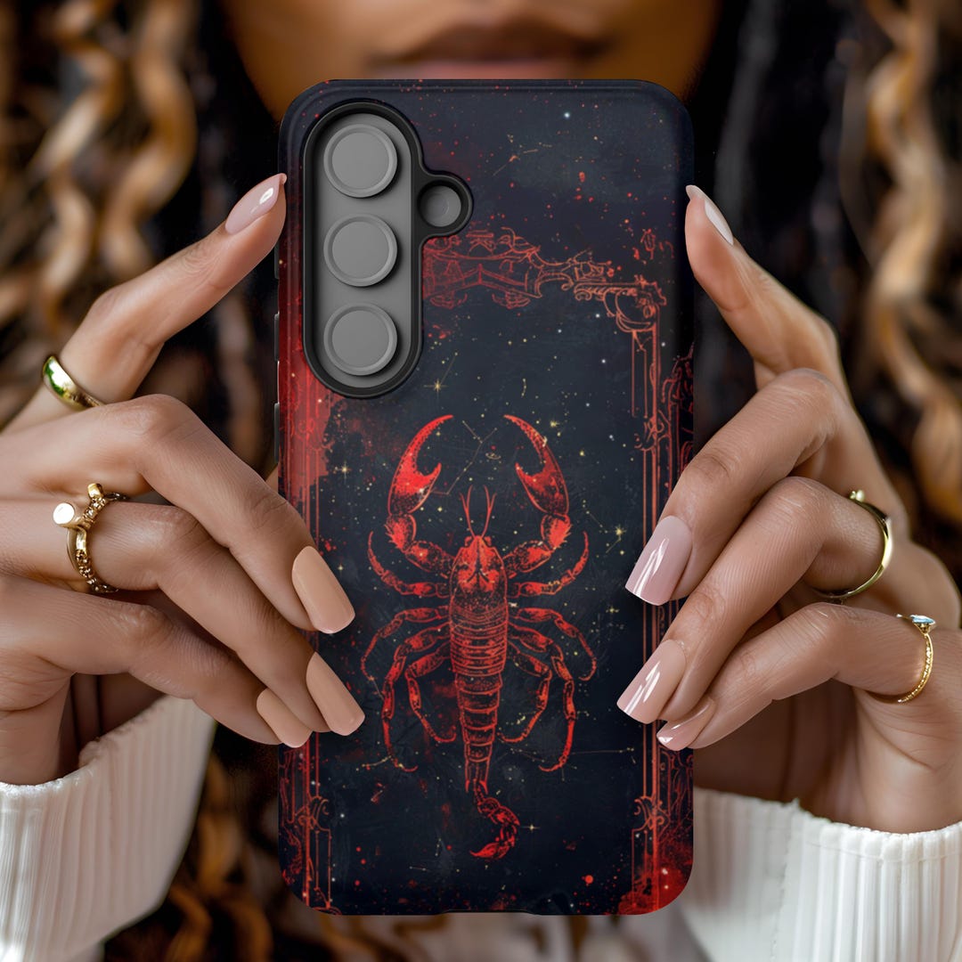 Scorpio Gothic Galaxy Case Red Cosmic Frame for Samsung S25 S24 S23 S22 ...