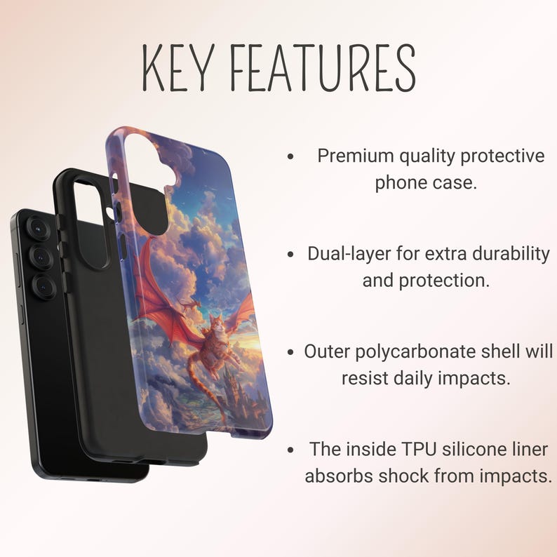 Dragon Cat Galaxy Case Flying Fantasy Adventure Sky for Samsung S25 S24 ...