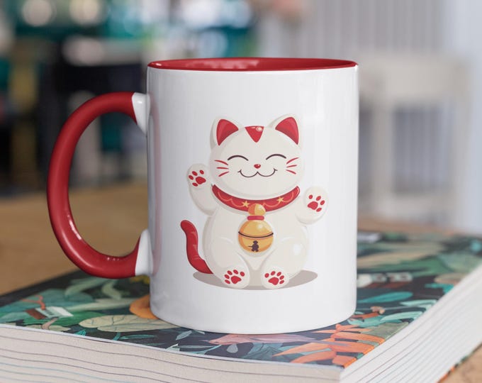 Maneki Neko Cat Mug, Cute Cat Mug, Brooklyn Mug, Gift for New Yorker ...