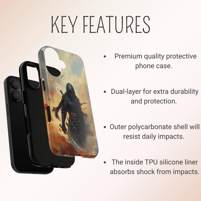 Shadow Ninja Fire iPhone Case Hooded Warrior for iPhone 17 16 15 14 13 ...