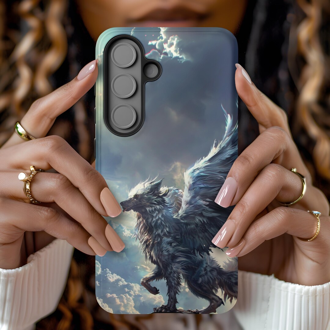 Winged Wolf Galaxy Case Fantasy Sky Clouds Flying Wolf for Samsung S25 ...