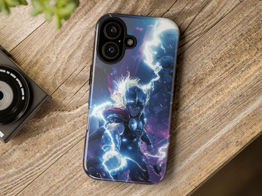 Anime Norse Thor Phone Case, Japanese Style Viking Art, Thunder God ...