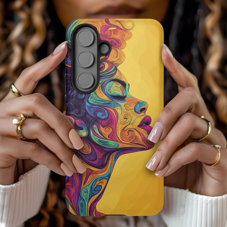 Swirl Portrait Galaxy Case Colorful Art for Samsung S25 S24 S23 S22 S21 ...
