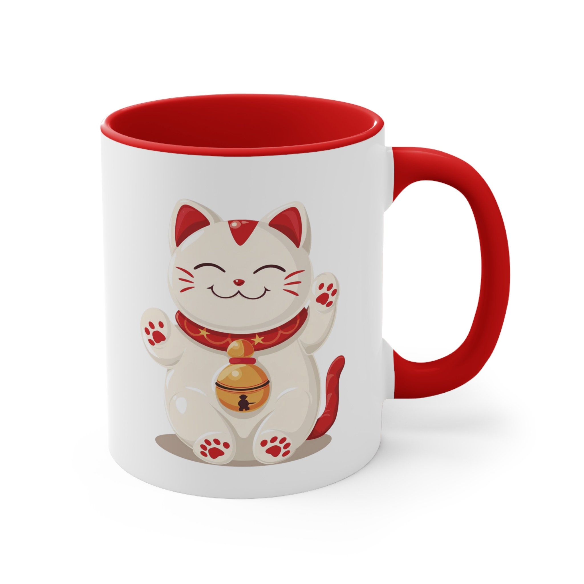 Cheerful Lucky Cat Mug Maneki-neko Fortune Cup - Etsy