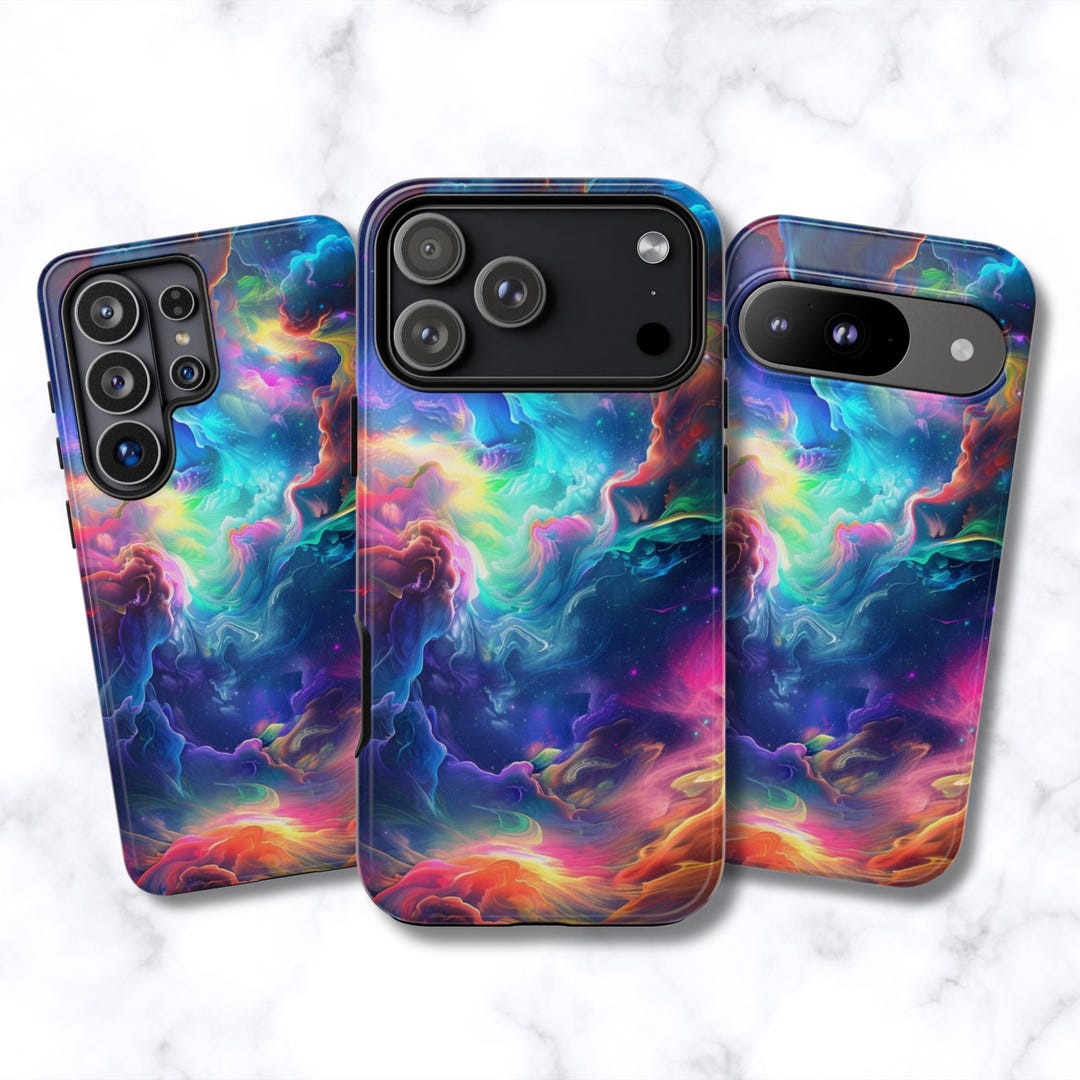 Rainbow Nebula Phone Case | Colorful Galaxy Cloud Art for iPhone 17-8 ...