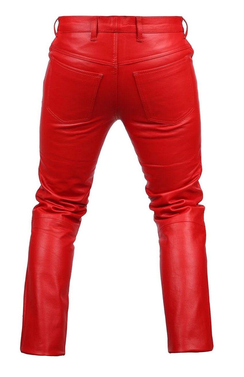 Mens Real Leather Trousers Jeans Style Pants Mens Genuine Cowhide