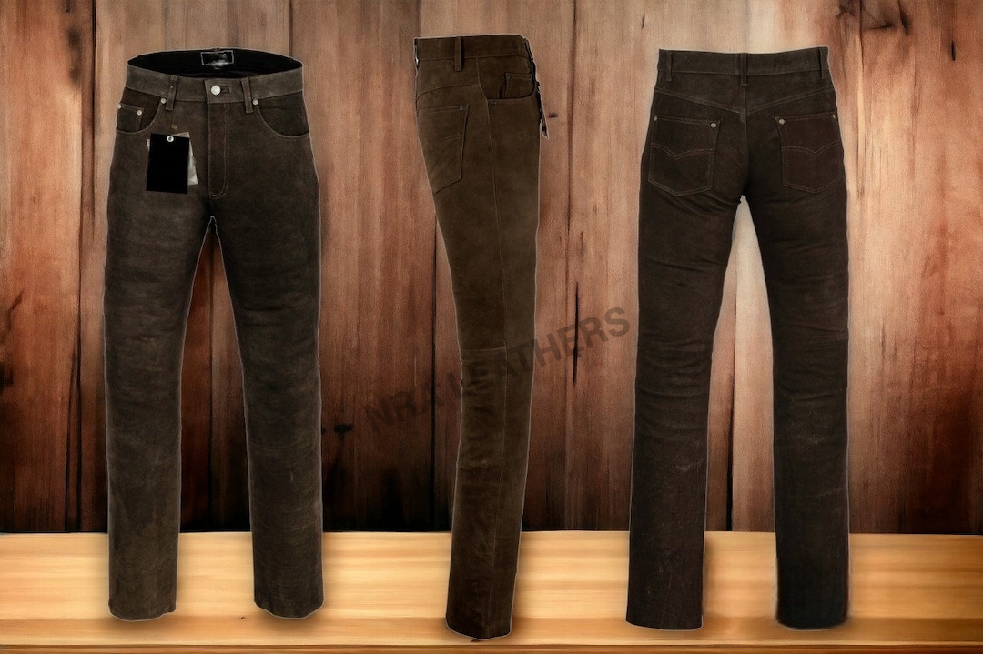 Handcrafted Authentic Nubuck Leather Pant Jeans Style Slim Fit ...