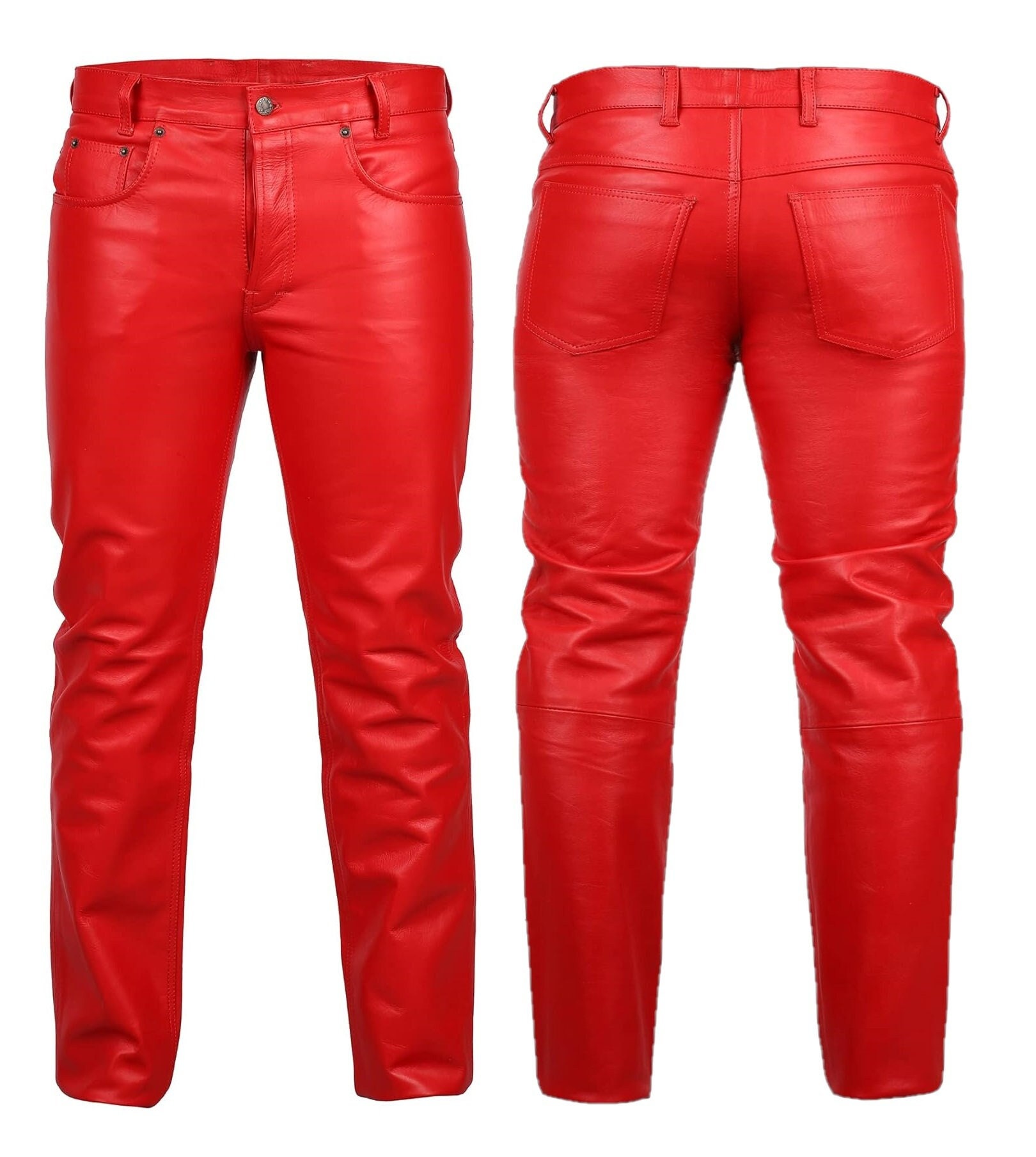 Mens Real Leather Trousers Jeans Style Pants Mens Genuine Cowhide