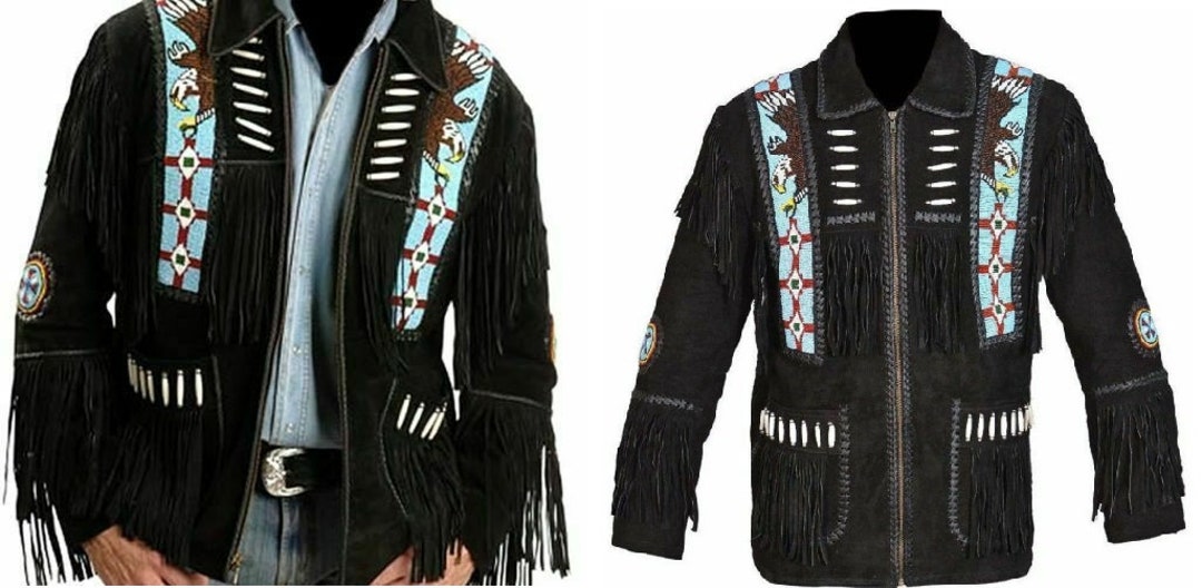 Native American Western Suede Leather Jackets, Fringes & Beaded Jacket ...