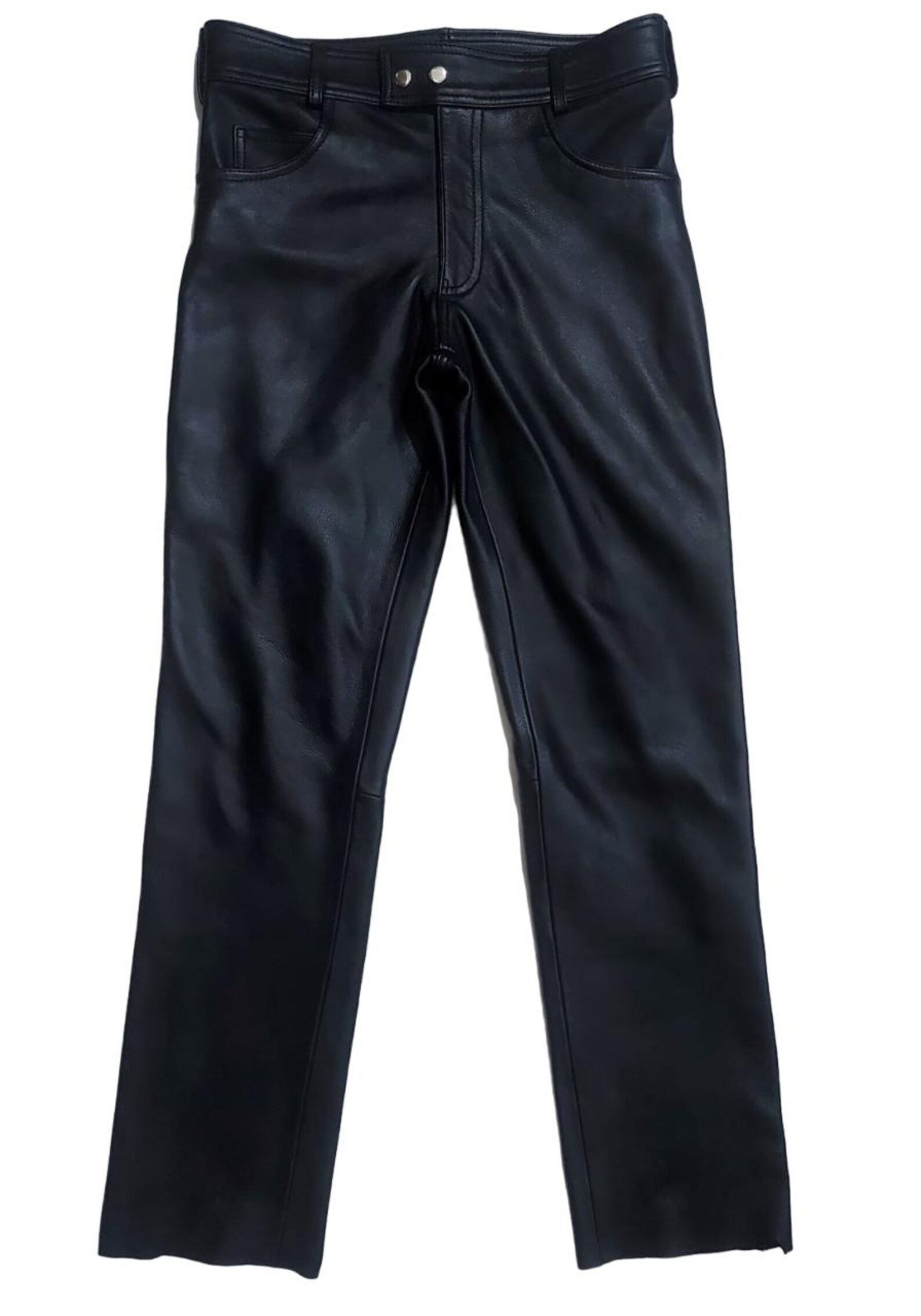 Men's Real Leather Pants Jeans Style Bikers Motorcycle Trousers Genuine Sheep Skin Handmade Slim ...