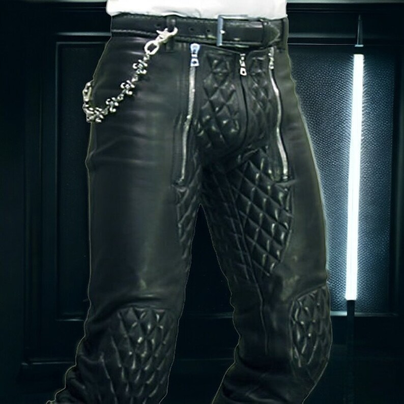 Men's Real Leather Pants BLUFF Gay Bikers Style Jeans Trousers Breeches ...