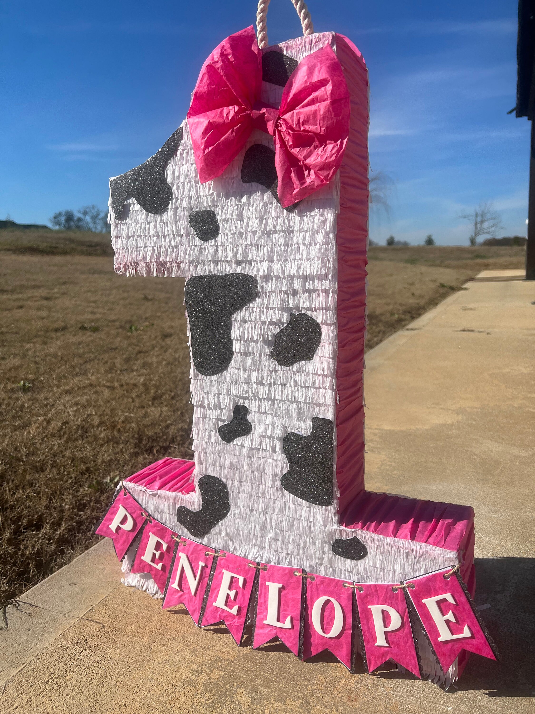 Piñata del primer cumpleaños del rodeo número uno de 25 de alto. Con ...