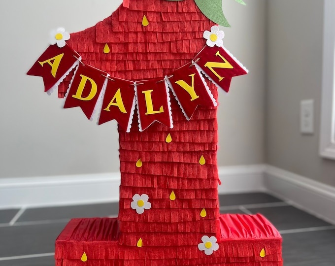 25” Tall Number One Berry First Birthday Piñata. With Hanging Rope ...