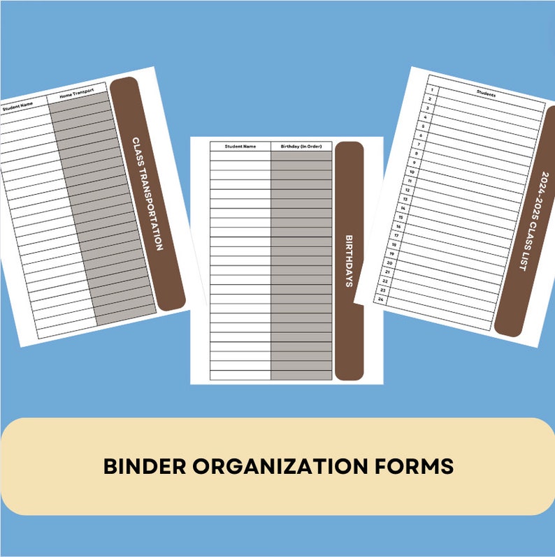 Teacher Binder Organization Forms - Etsy