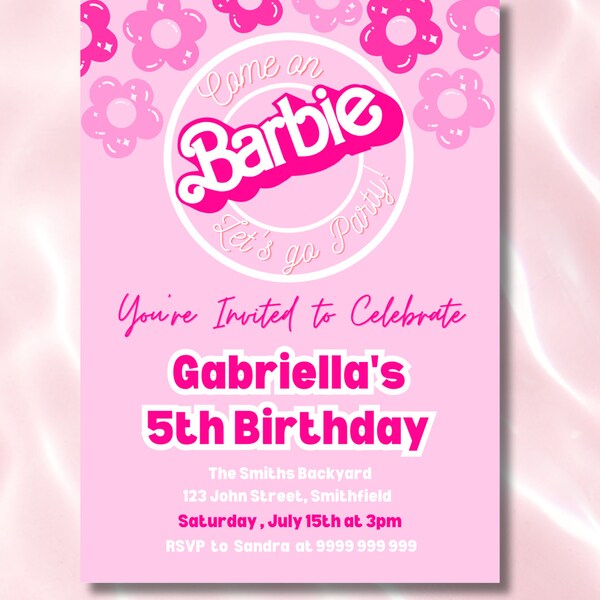 Barbie 8th Birthday Invitation - Etsy
