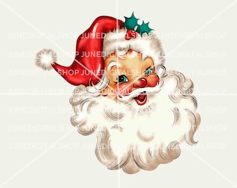 Pink Vintage Watercolor Santa Vintage Santa Watercolor Santa - Etsy
