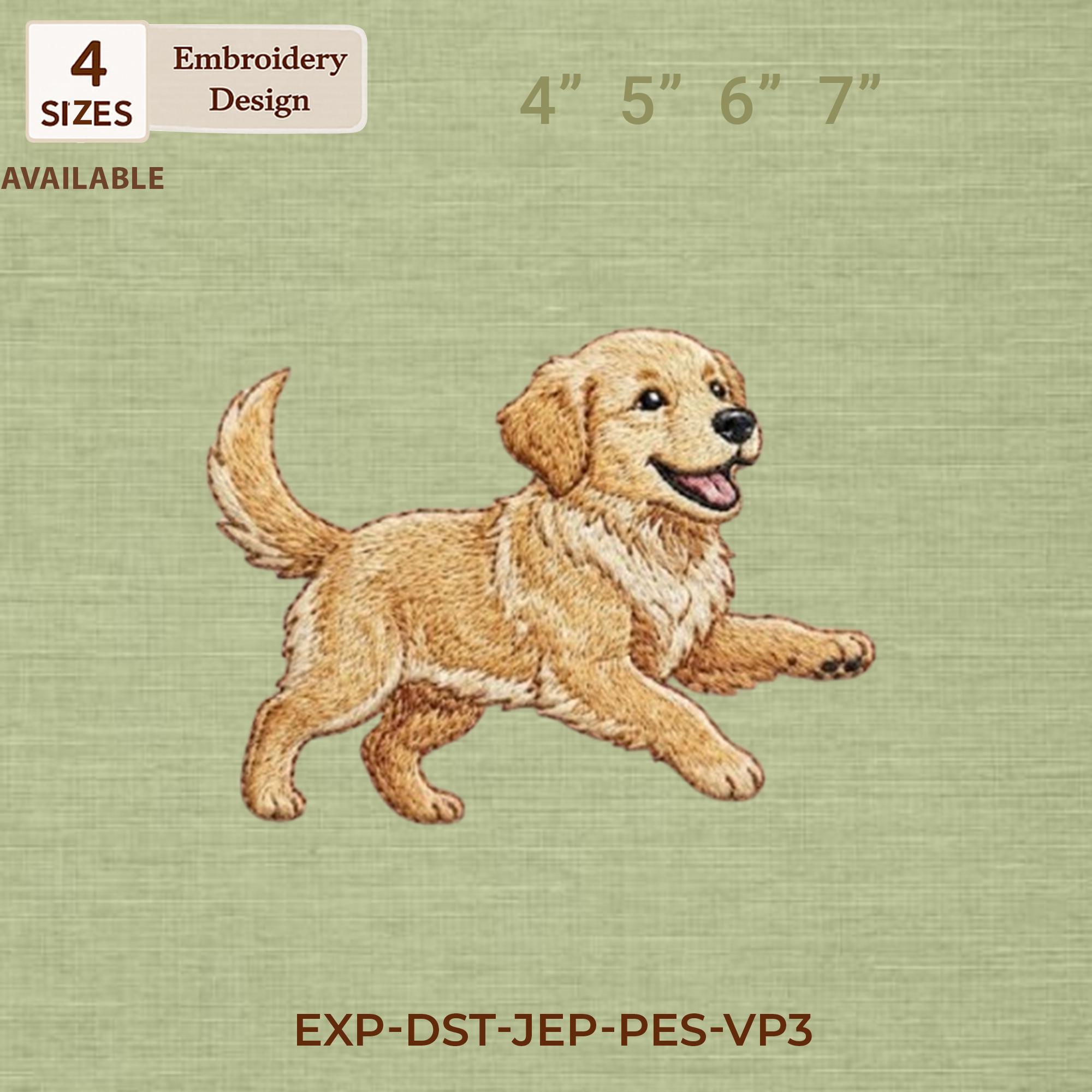 Golden Retriever Puppy Embroidery Design, Dog Machine Embroidery, Pet ...