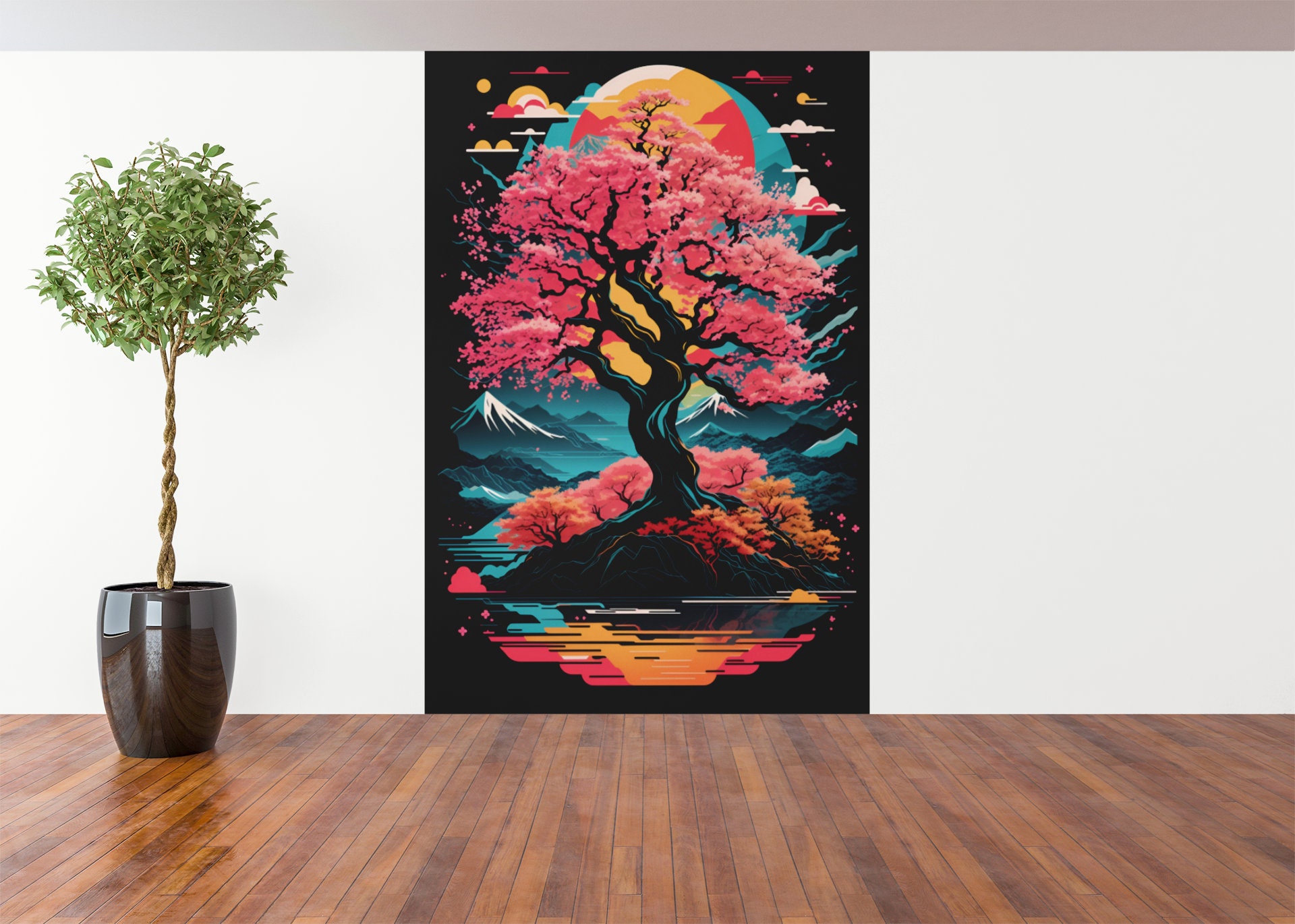 Cherry Blossom Tree Art, Sakura Tree, Cherry Blossoms, Wall Art - Etsy