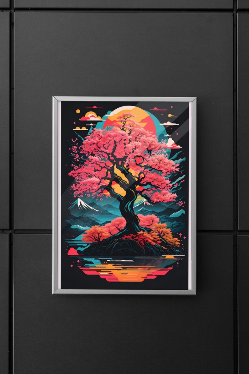 Cherry Blossom Tree Art Sakura Tree Cherry Blossoms Wall - Etsy