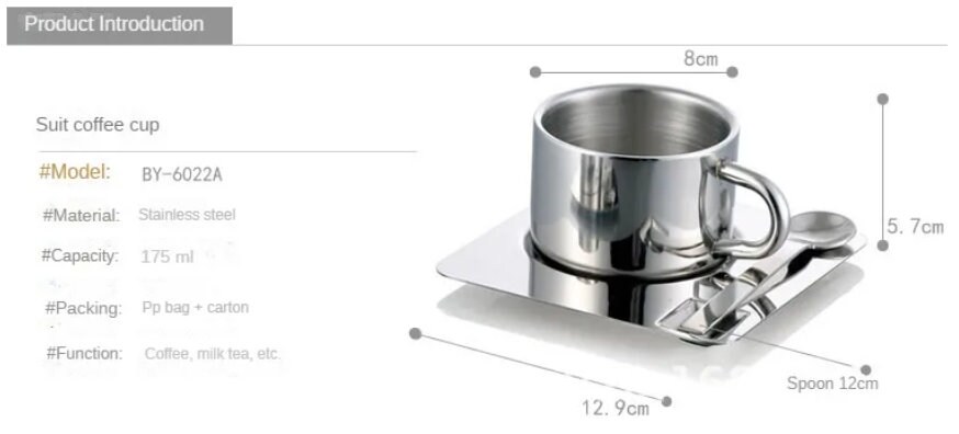Elegant Stainless Steel Mug Set With Plate N Spoon Perfect for Home ...