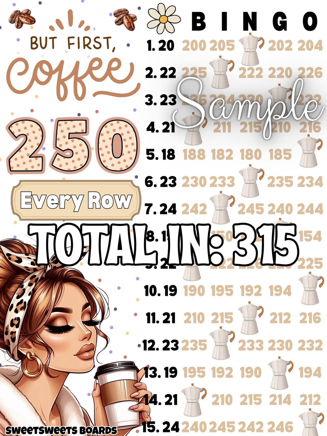 250 in Every Row With Profit Bingo Board Graphic, PYP Pick Your Prize ...