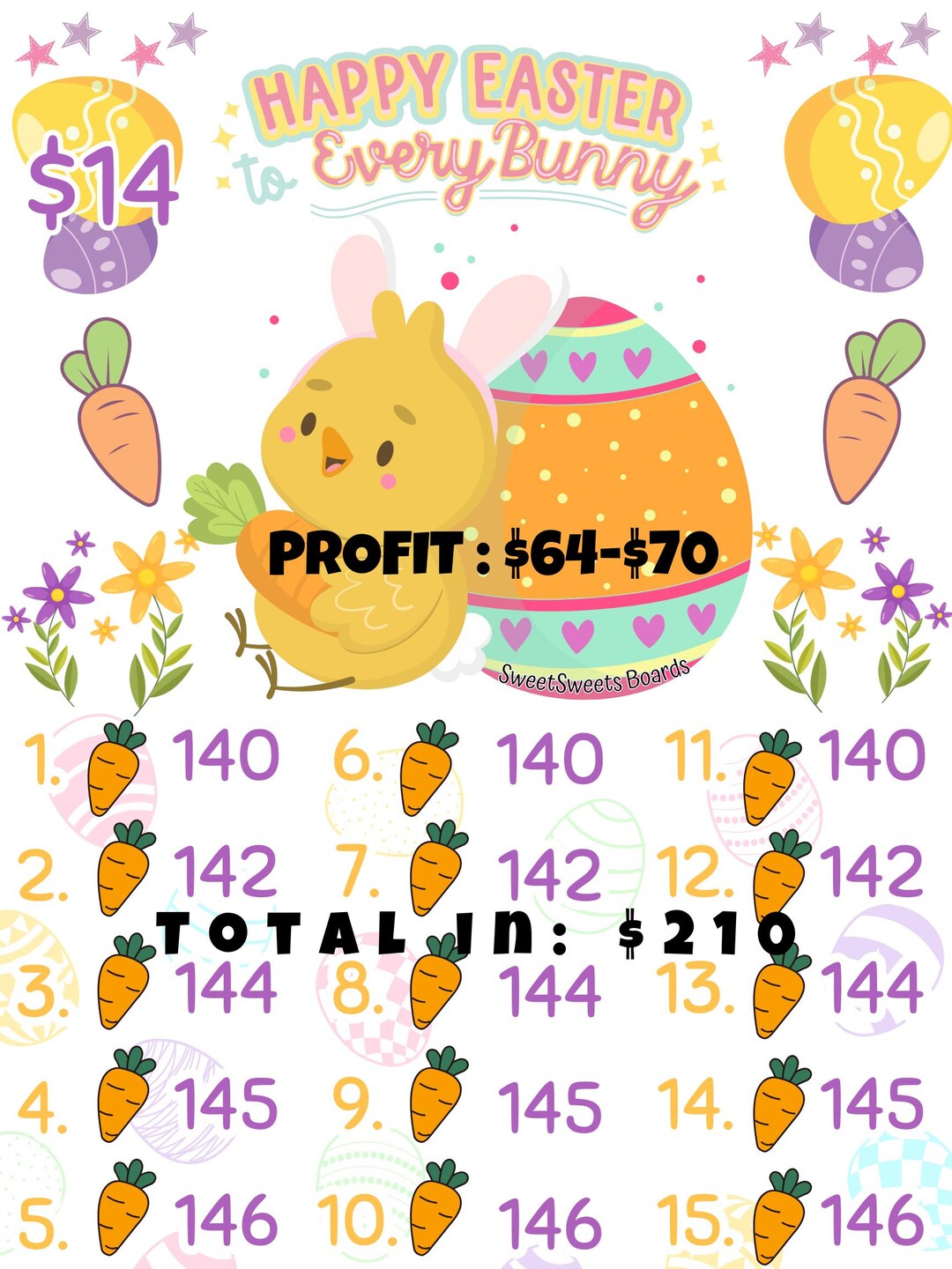 Straight Buy in 14 Fun Bingo Board Graphic, Straight Board, Easter 14 ...