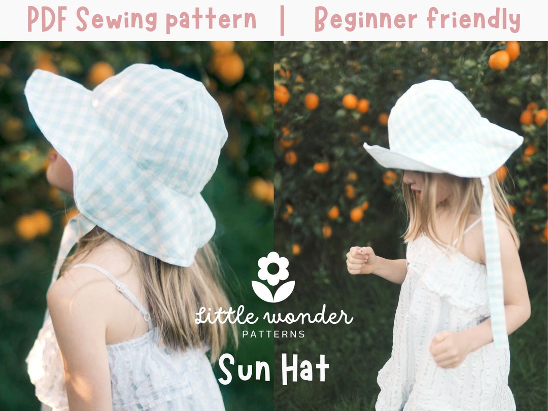 Childrens Sunhat PDF Sewing Pattern, Baby Toddler Kids Reversible Lined ...
