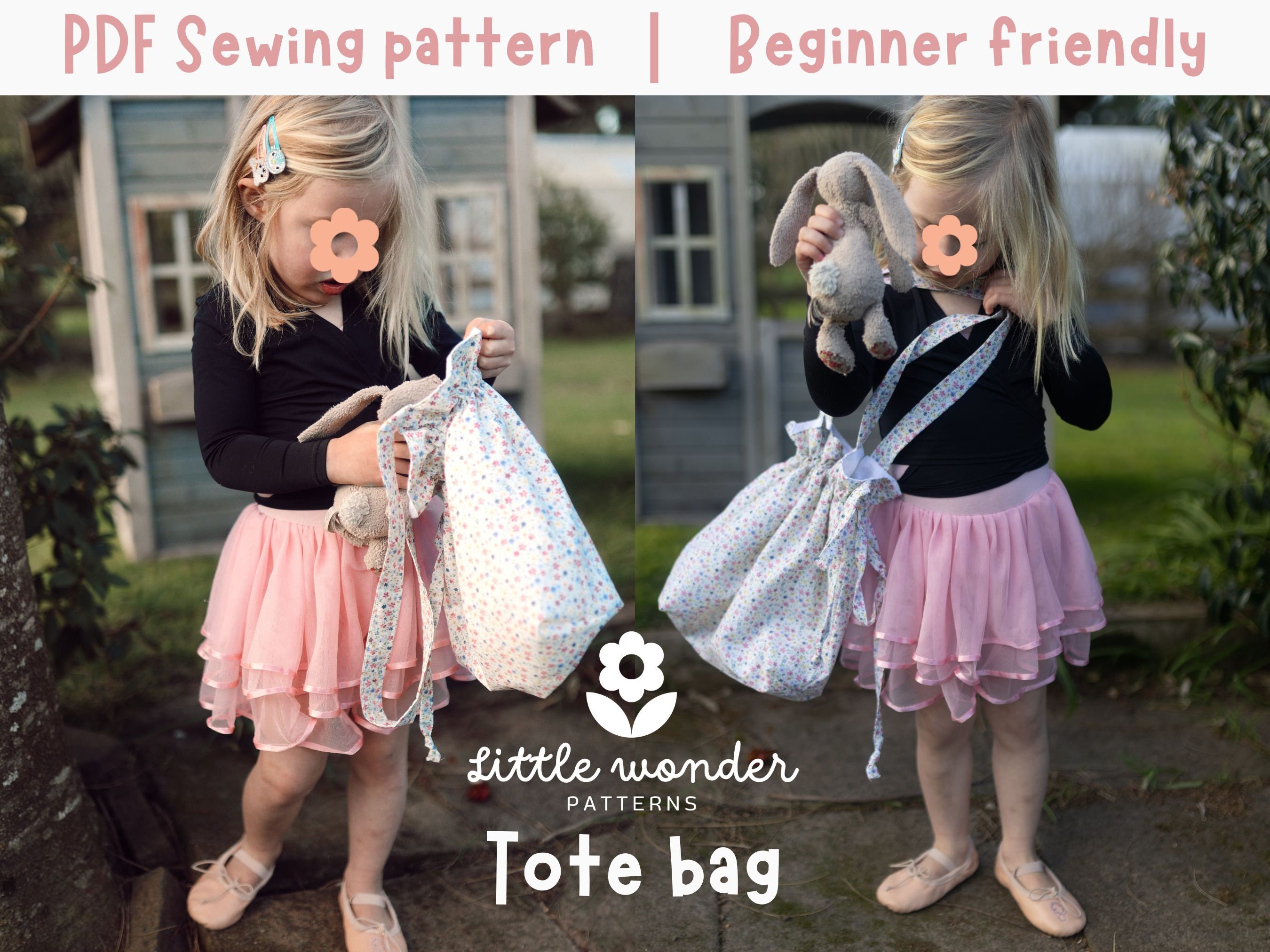 Childrens Tote Bag PDF Sewing Pattern, Baby Toddler Kids Reversible ...