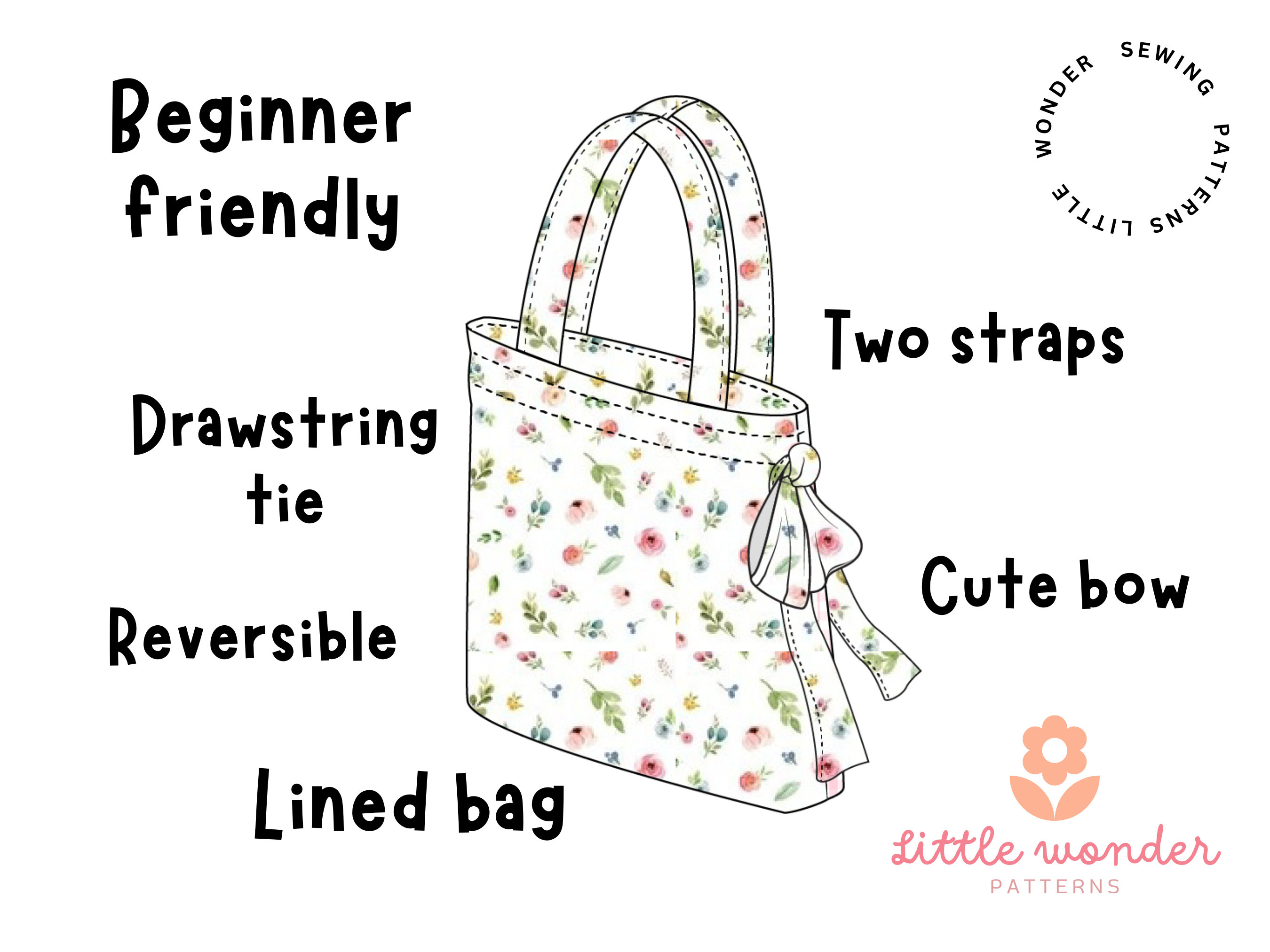 Childrens Tote Bag PDF Sewing Pattern, Baby Toddler Kids Reversible ...