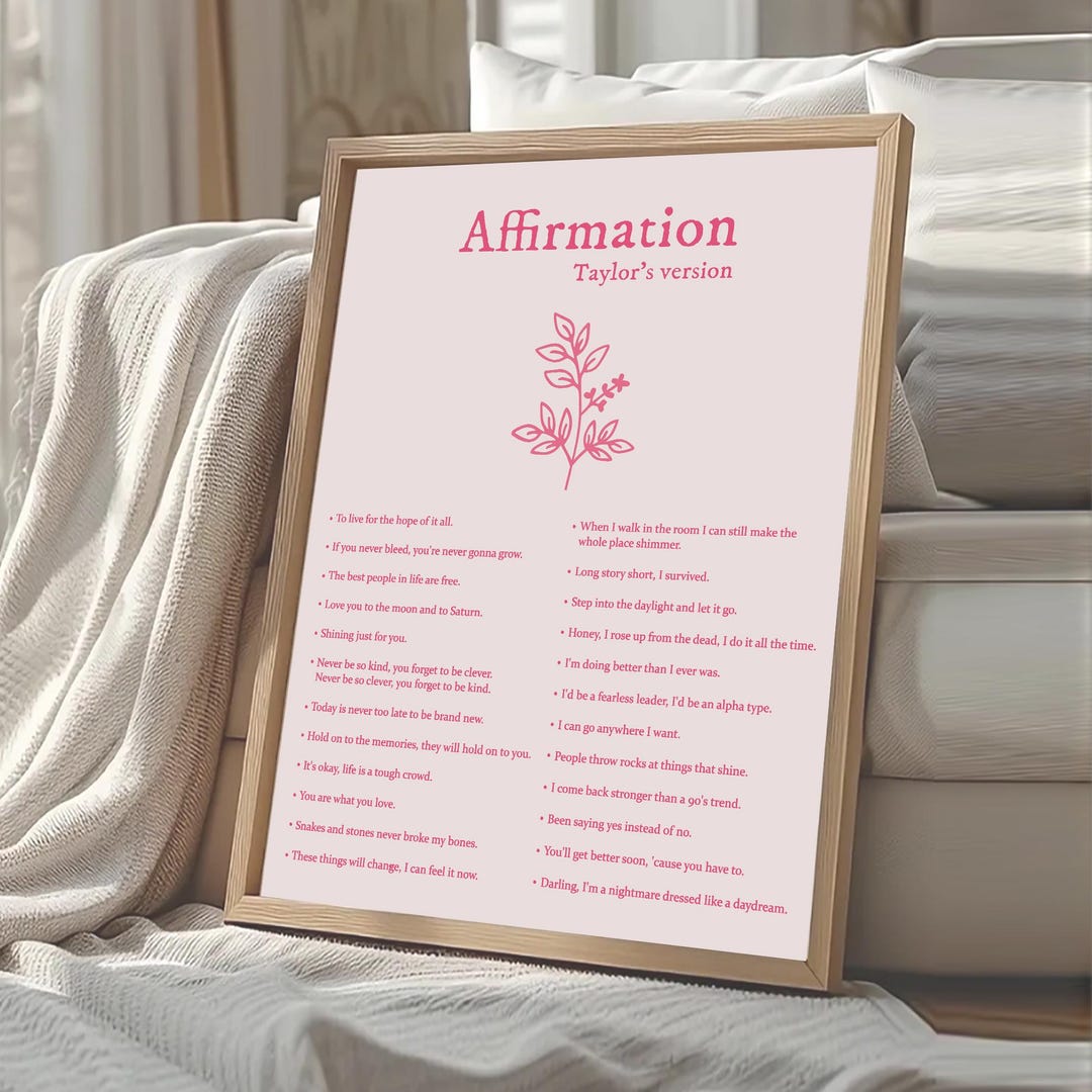 Affirmation Taylor Poster Swiftie Merch Home Office Decor Lyrics Print ...