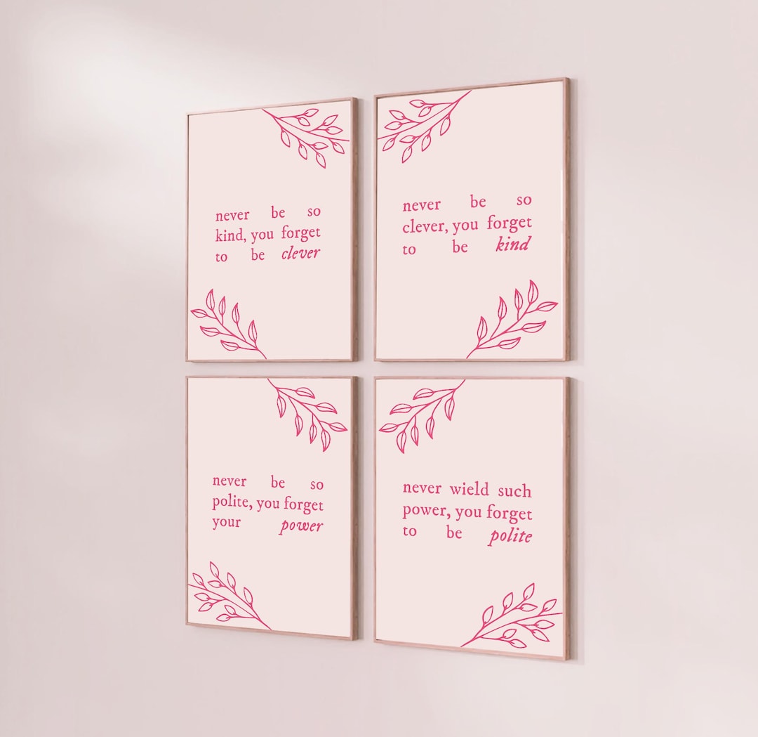 Set of 4 Never Be so Kind You Forget to Be Clever Marjorie Taylor ...