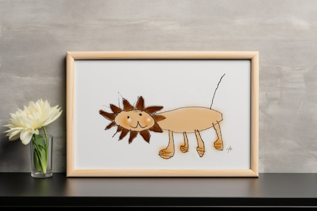 Lion Design, Neutral Design, Hand Drawn Digital Prints, Hand Drawn ...