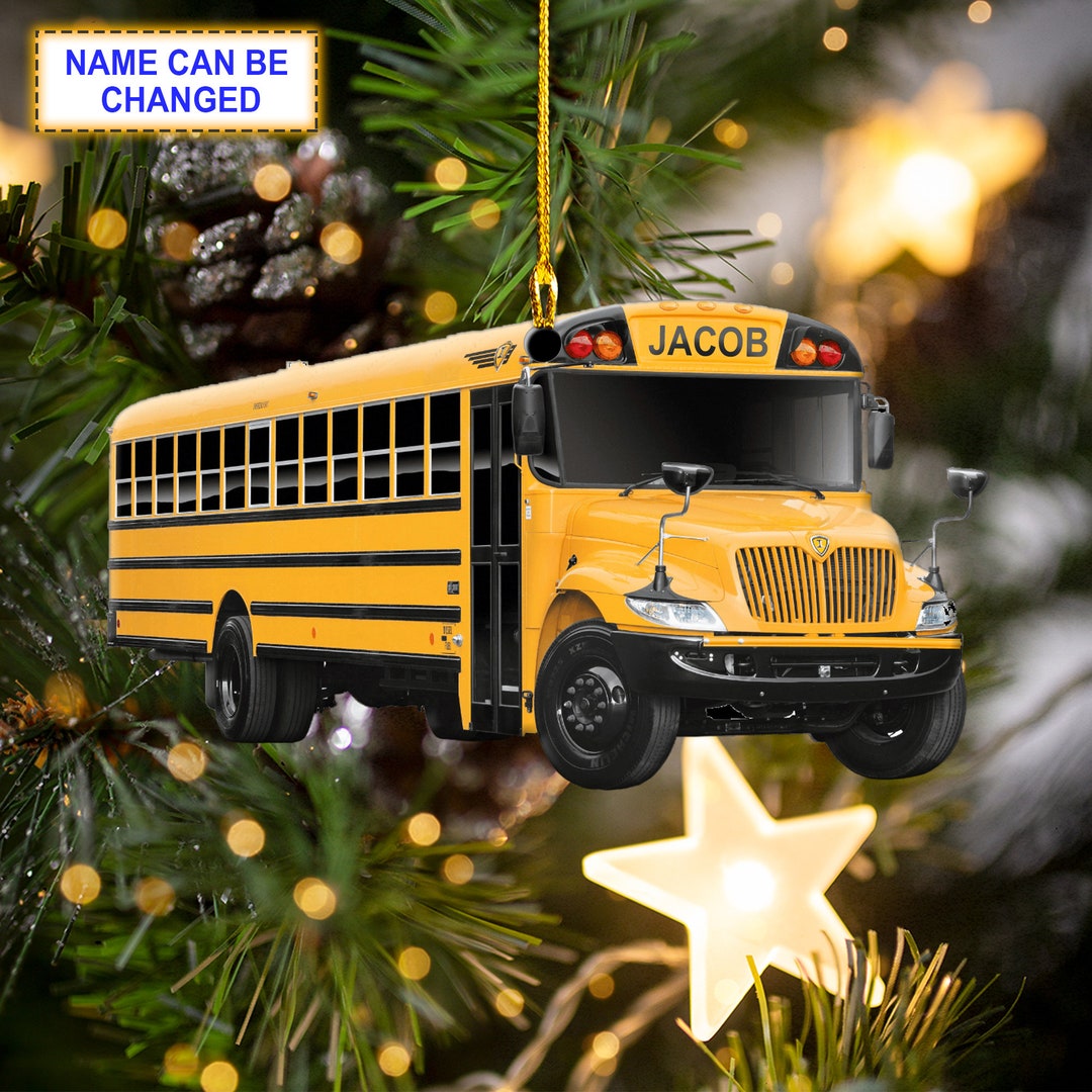 Personalized Name School Bus Custom Ornament Christmas - Etsy Australia