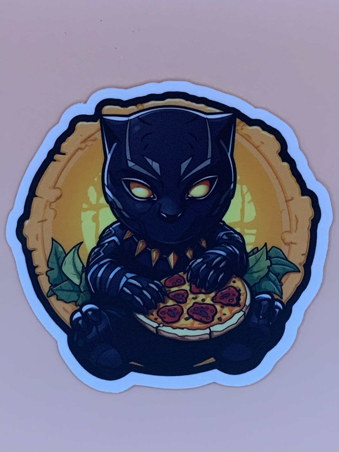 Black Panther Pizza Sticker Cute Chibi Marvel Superhero 3 Vinyl - Etsy