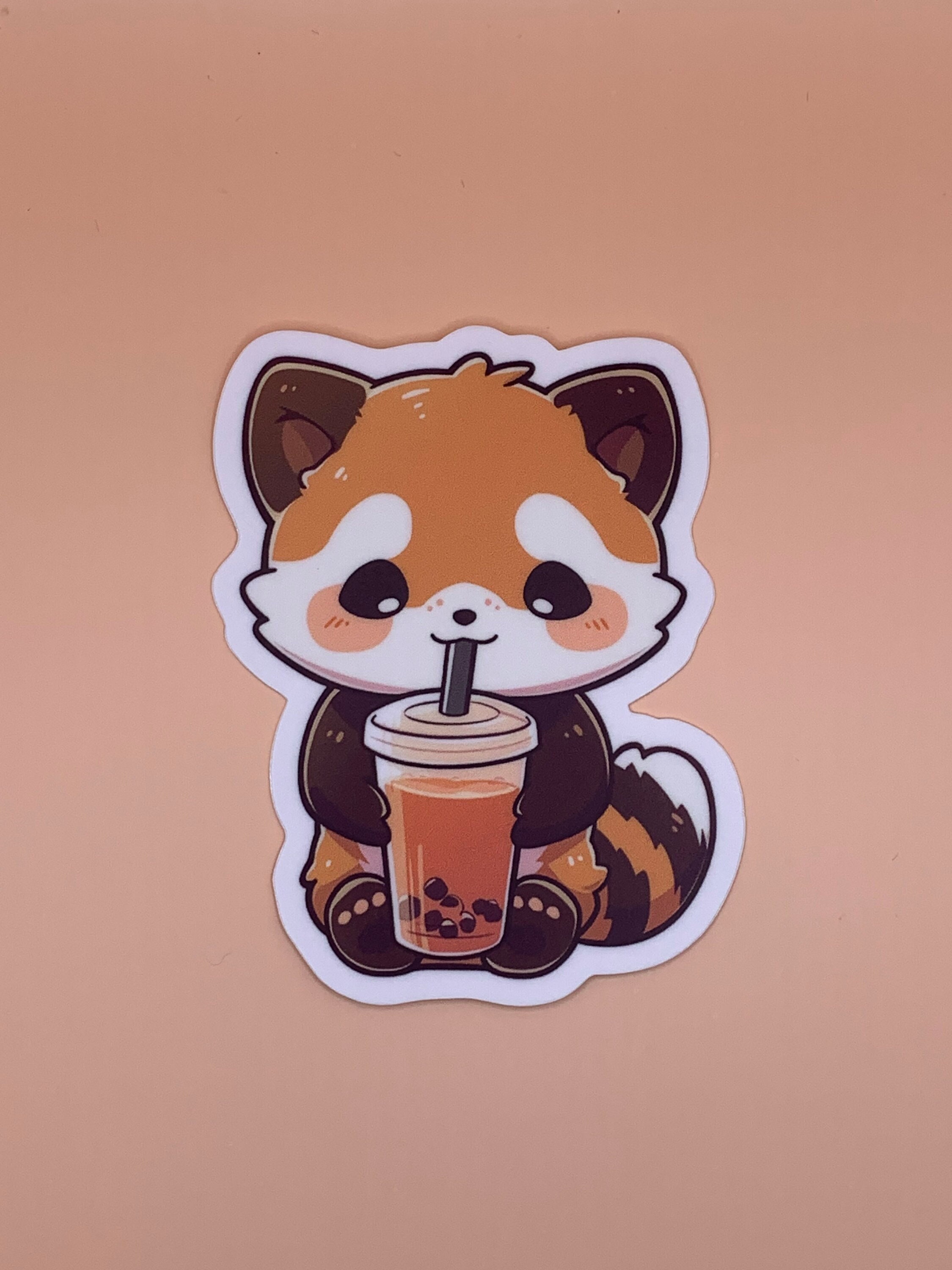 Red Panda Boba Sticker Chibi Cute Vinyl Laptop Water Bottle Notebook - Etsy