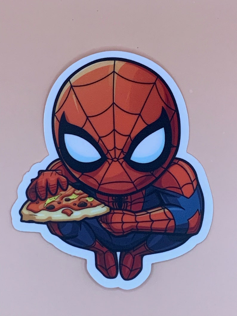 Chibi Spider-man Eating Pizza Sticker - Etsy